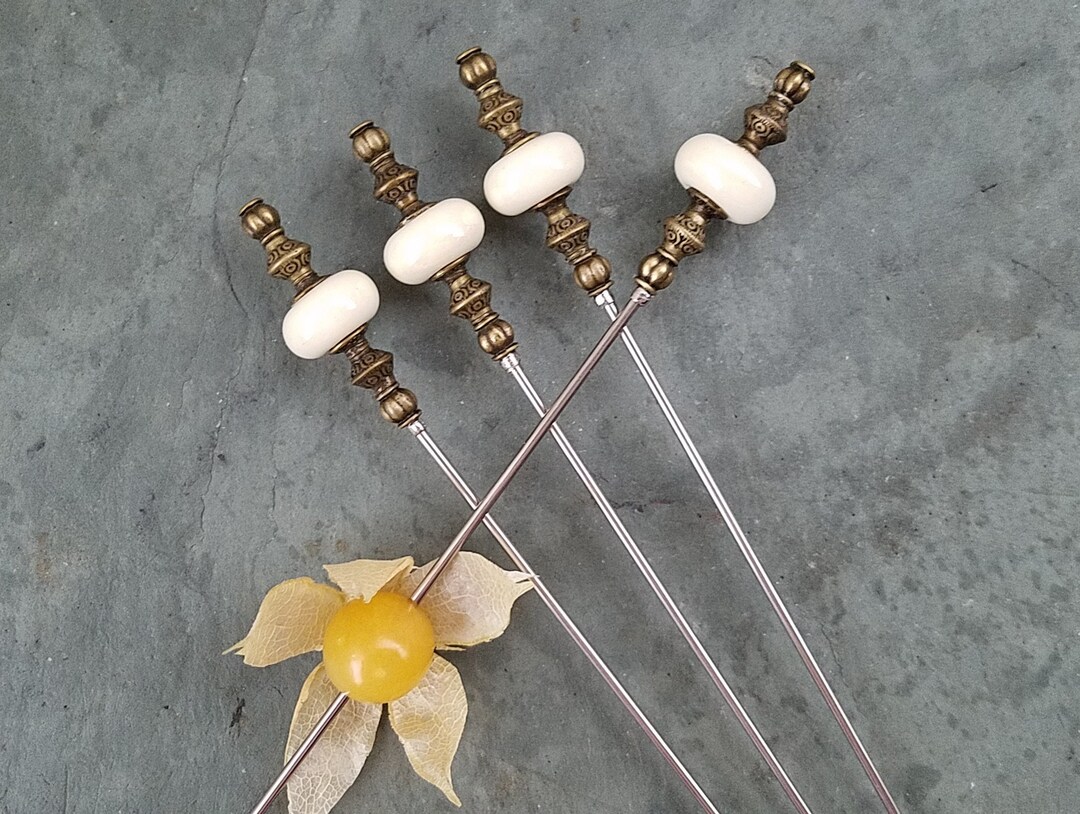 Creamy White Ceramic Martini Picks, Cocktail Picks, Appetizer or ...