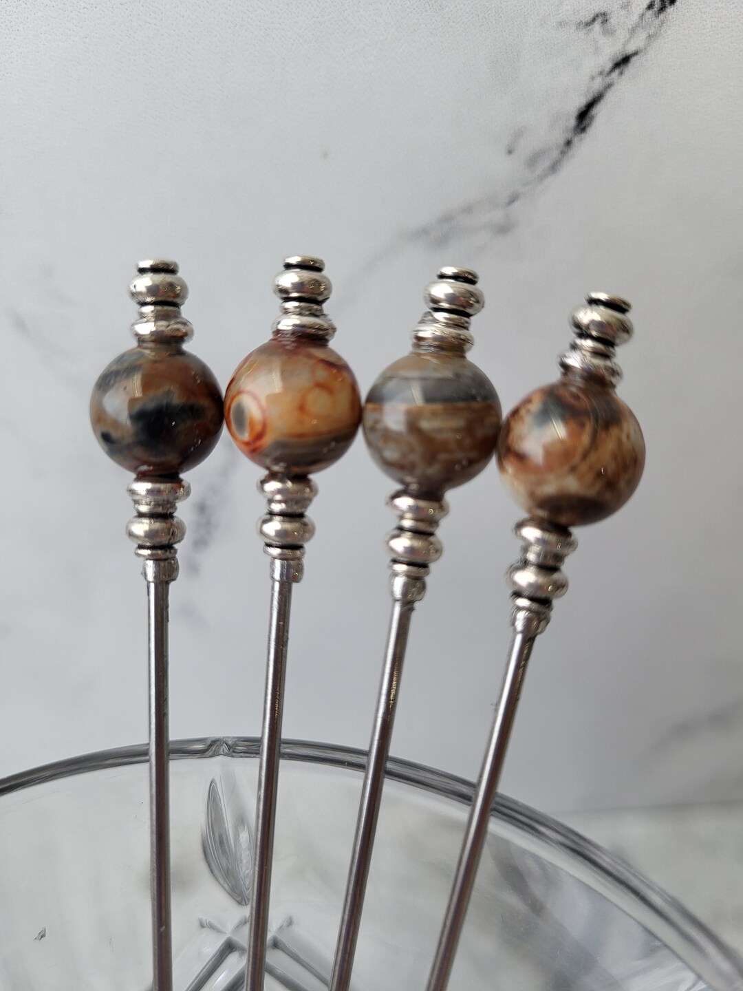 Bumblebee Agate Martini Picks, Cocktail Picks, Charcuterie Skewers ...