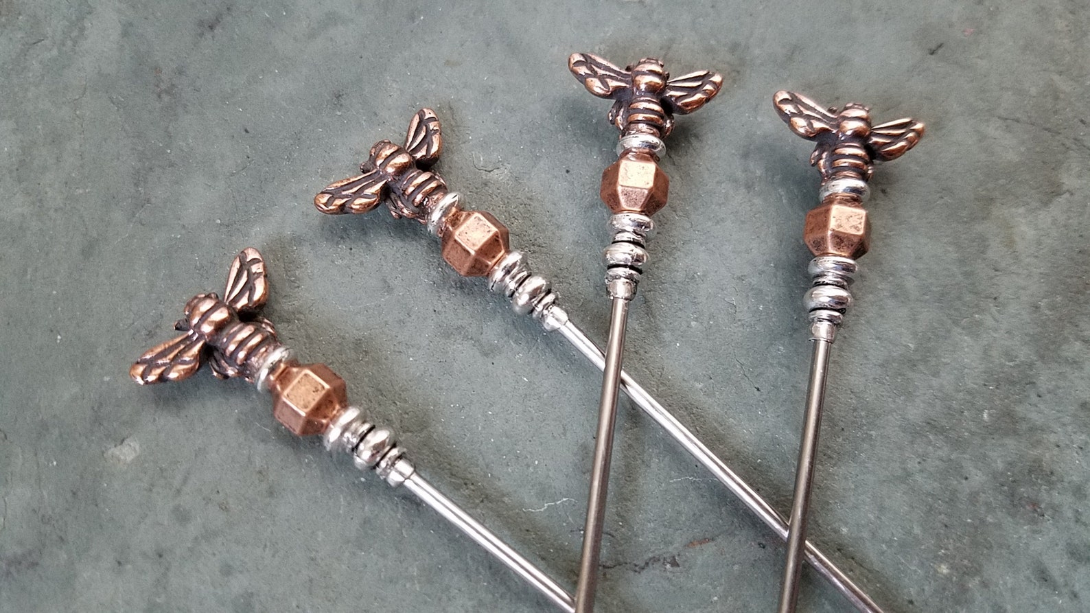 Honey Bees Copper Colored Bees Martini Cocktail Picks - Etsy