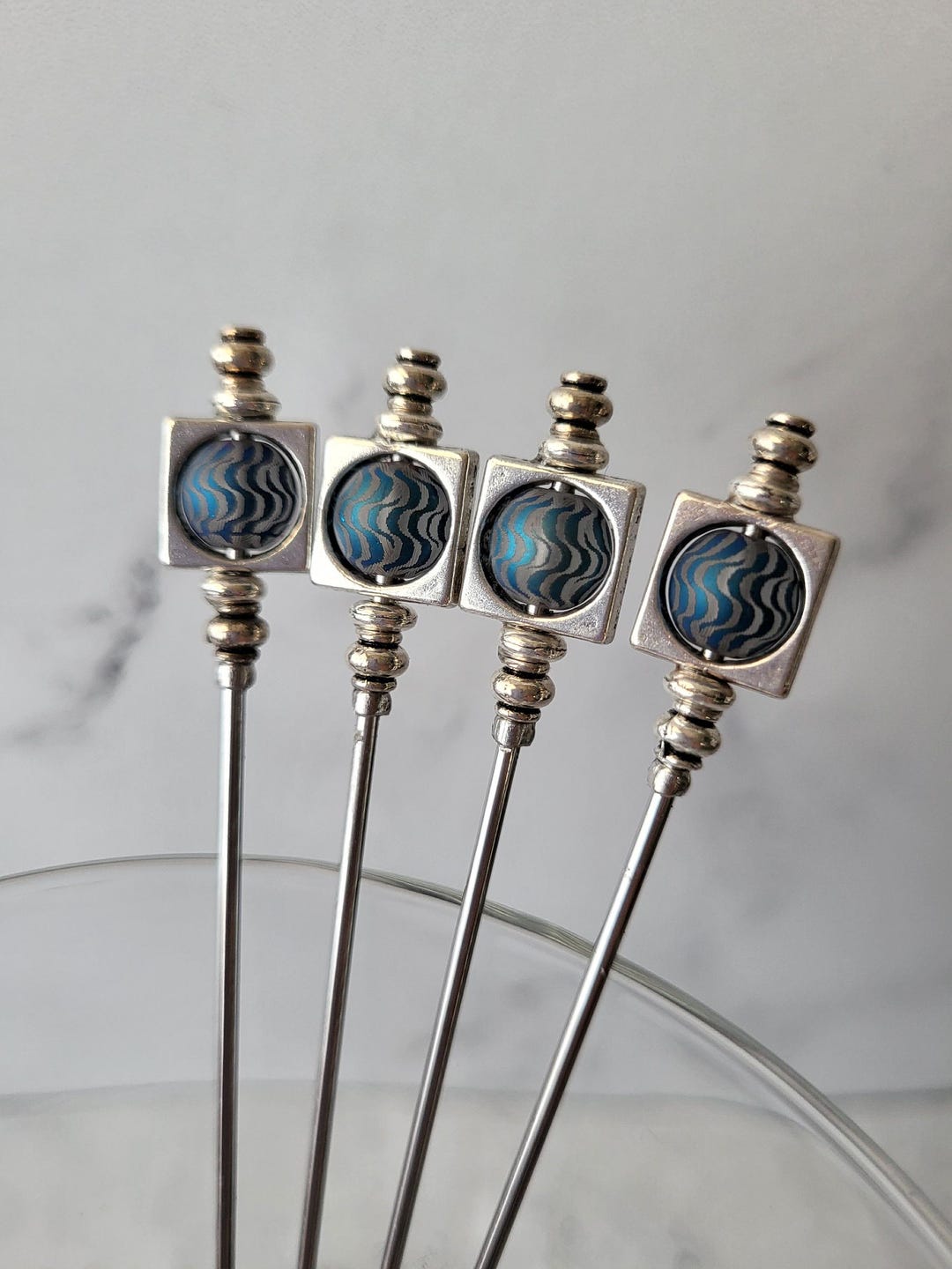 Metallic Blue Wave Martini Picks, Cocktail Picks, Jarcuterie Skewers ...