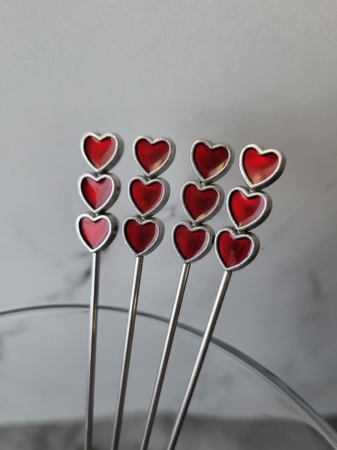 Stacked Red Hearts Martini Picks, Cocktail Picks, Appetizer Skewer ...