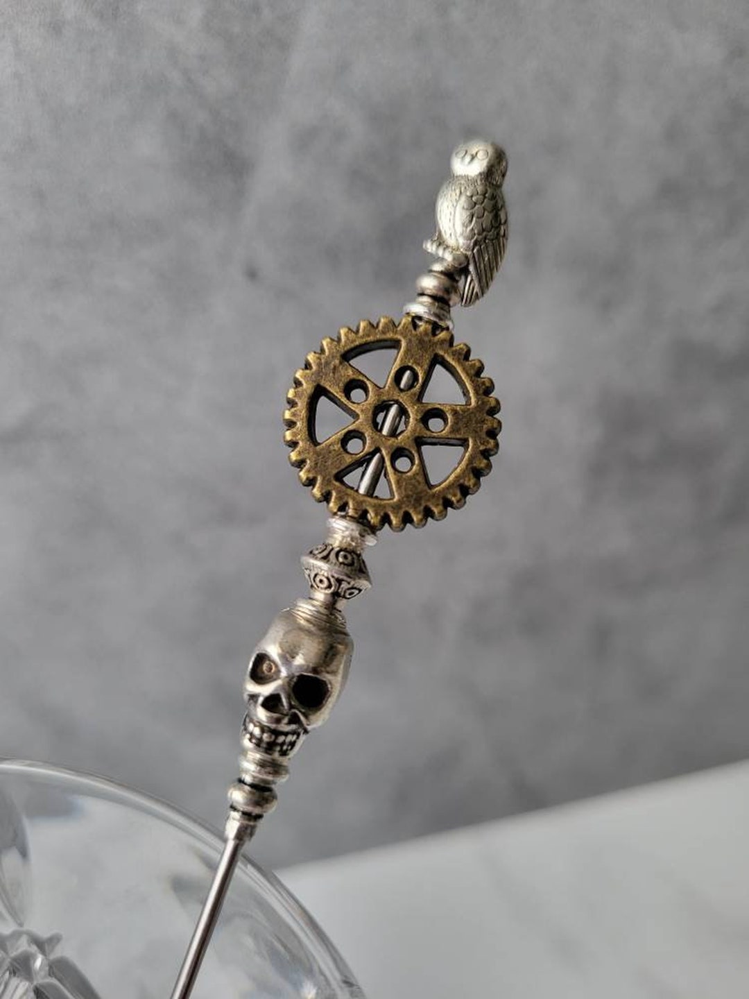 Steampunk, Cog With Skull & Owl, Individual Cocktail Pick, Cookie ...