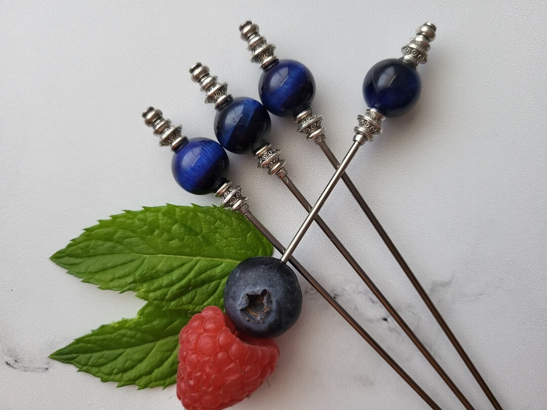 Royal Blue Tigers Eye Martini Picks, Cocktail Picks, Appetizer Dessert ...