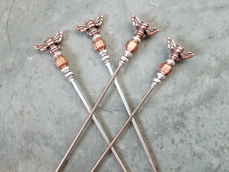 Honey Bees Copper Colored Bees Martini Cocktail Picks - Etsy