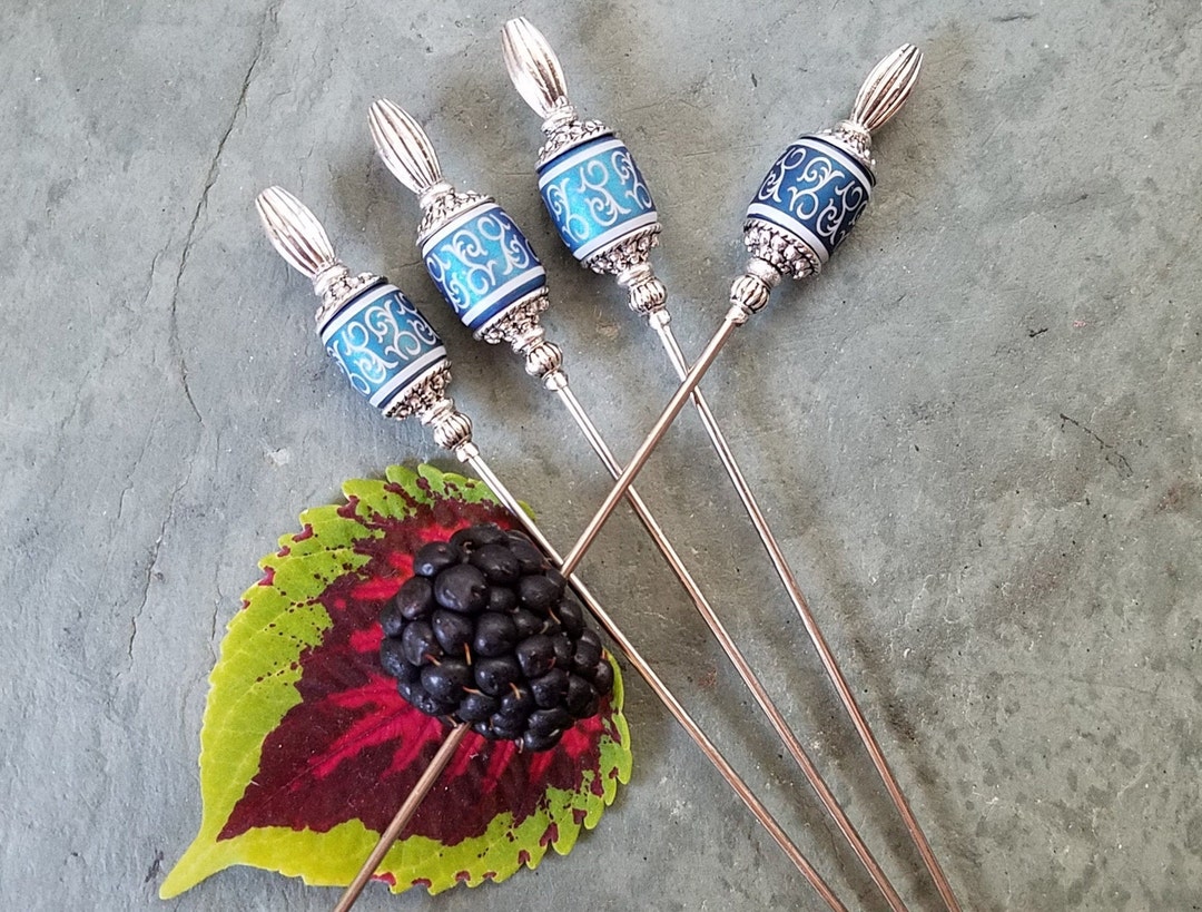 Metallic Blue Scroll, Martini Picks, Cocktail Picks, Appetizer or ...