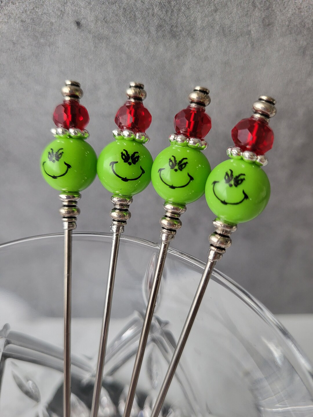 Christmas Grinch Martini Picks, 4pc Cocktail Pick Set, Appetizer ...