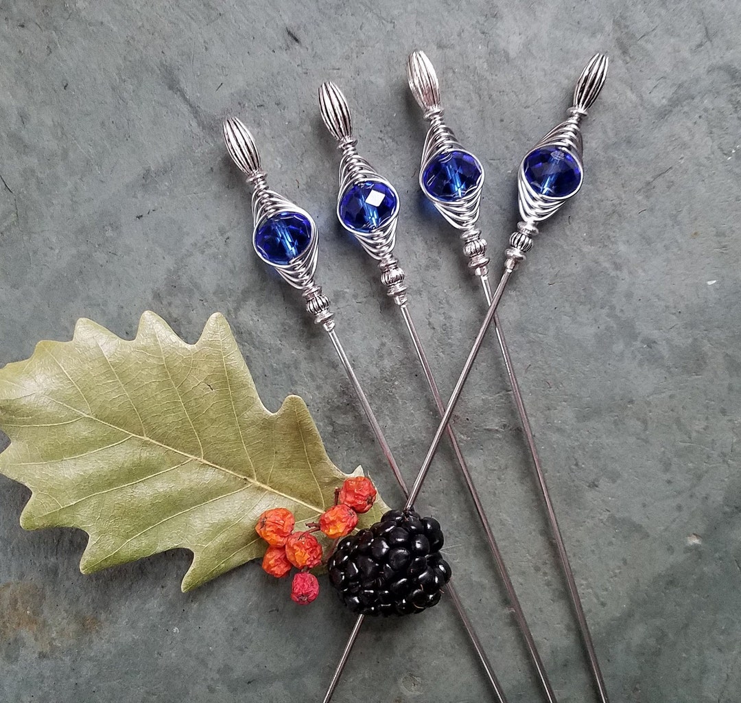 Sapphire Blue Crystals Elegant Pint Glass Garnish Spikes - Etsy