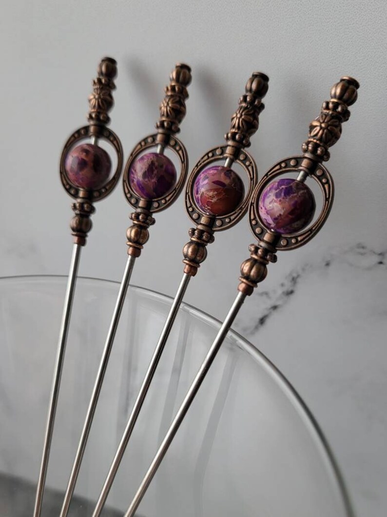 Copper & Imperial Jasper Martini Picks Cocktail Picks - Etsy