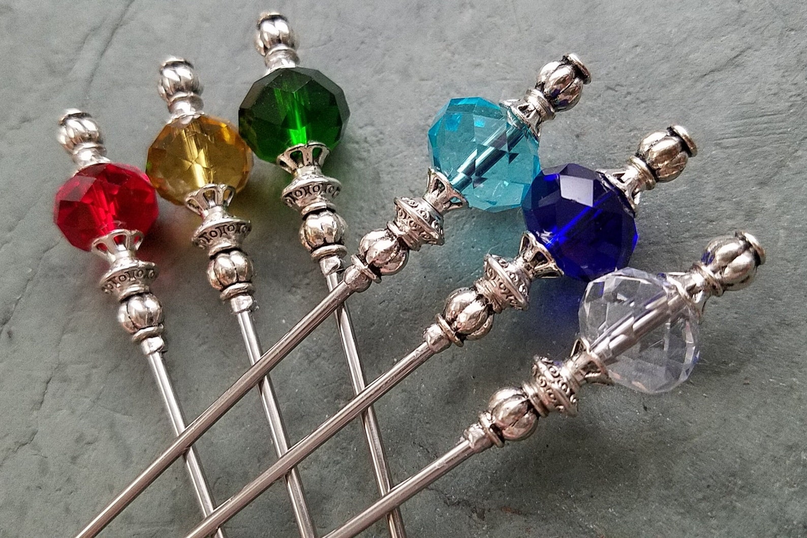 Faceted Glass Martini Picks 6pc Set Cocktail Picks Appetizer | Etsy