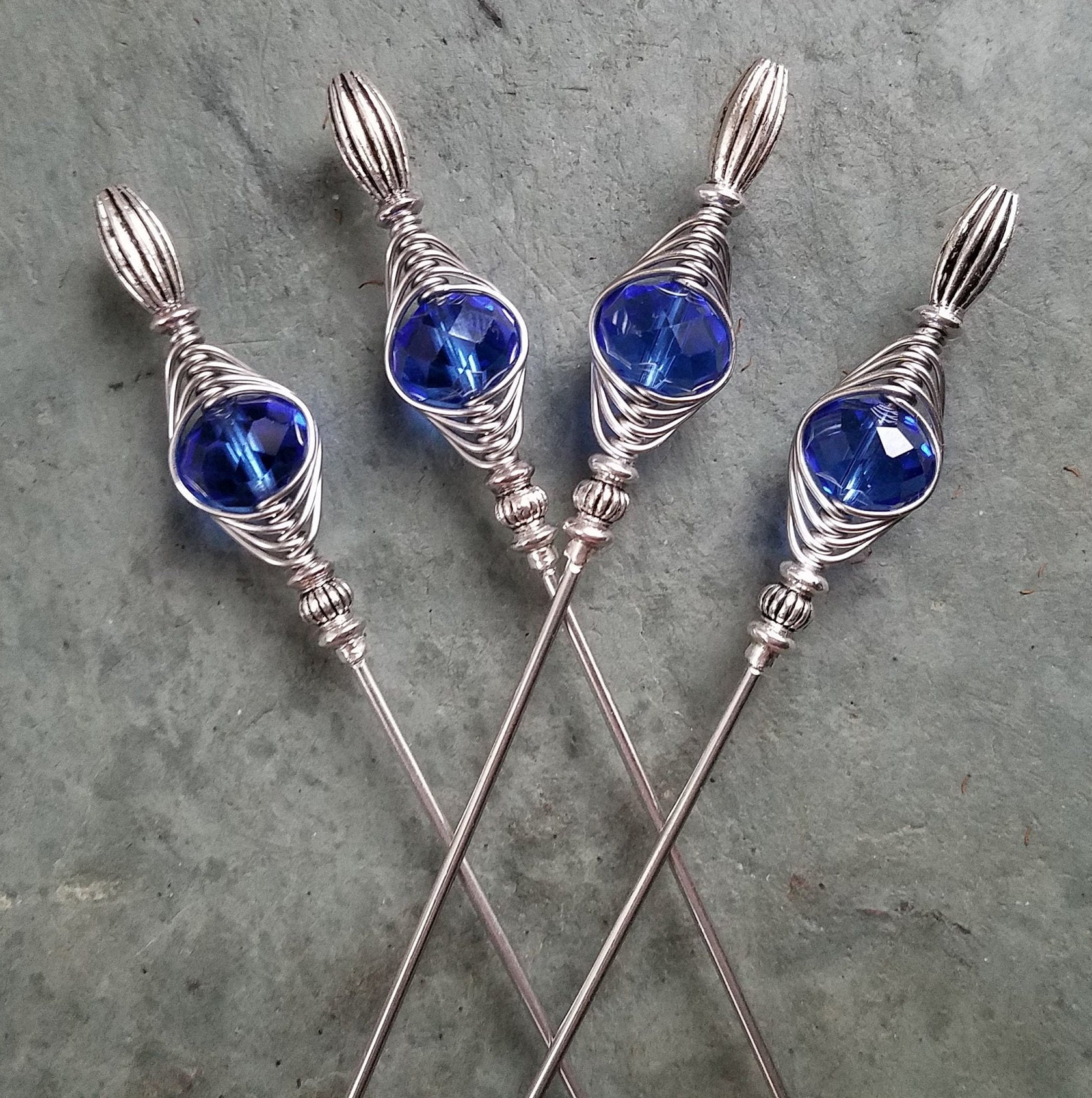 Sapphire Blue Crystals Elegant Pint Glass Garnish Spikes | Etsy