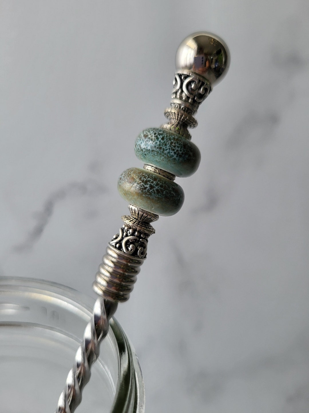 Twisted Pickle Fork, Beaded Stainless Steel Utensil, Unique Barware ...