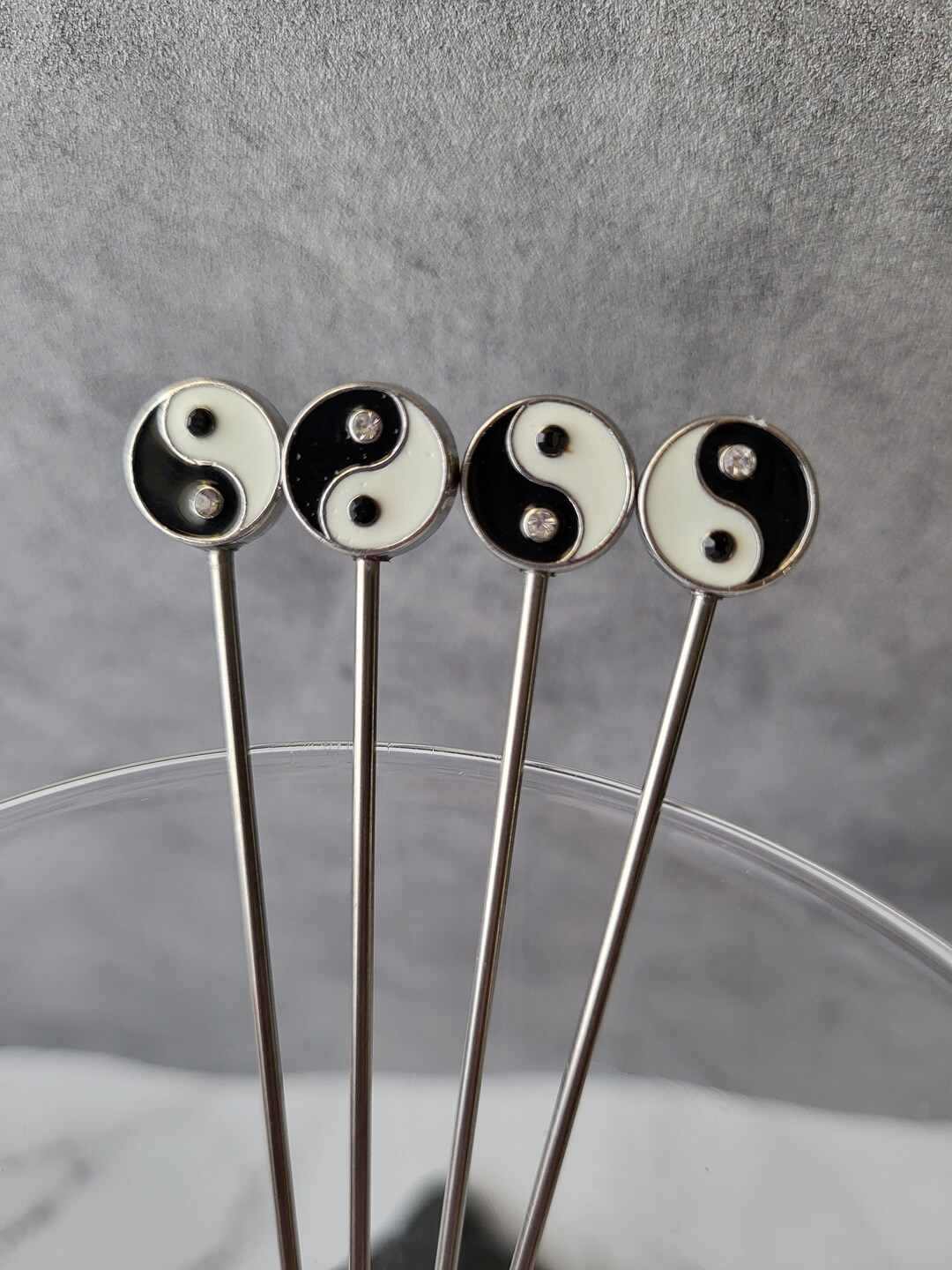 Rhinestone Yin & Yang Martini Picks, Cocktail Picks, Appetizer Skewers ...