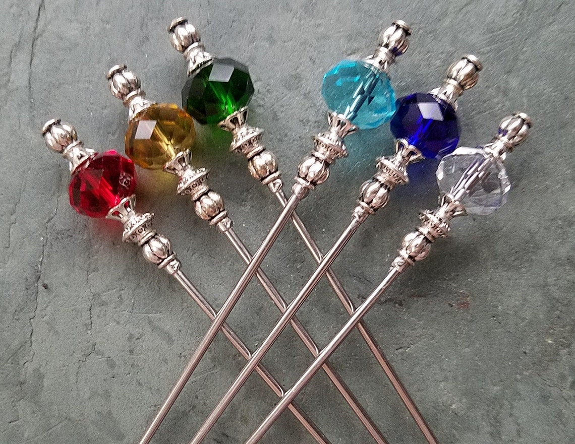 Faceted Glass Martini Picks 6pc Set Cocktail Picks Appetizer | Etsy