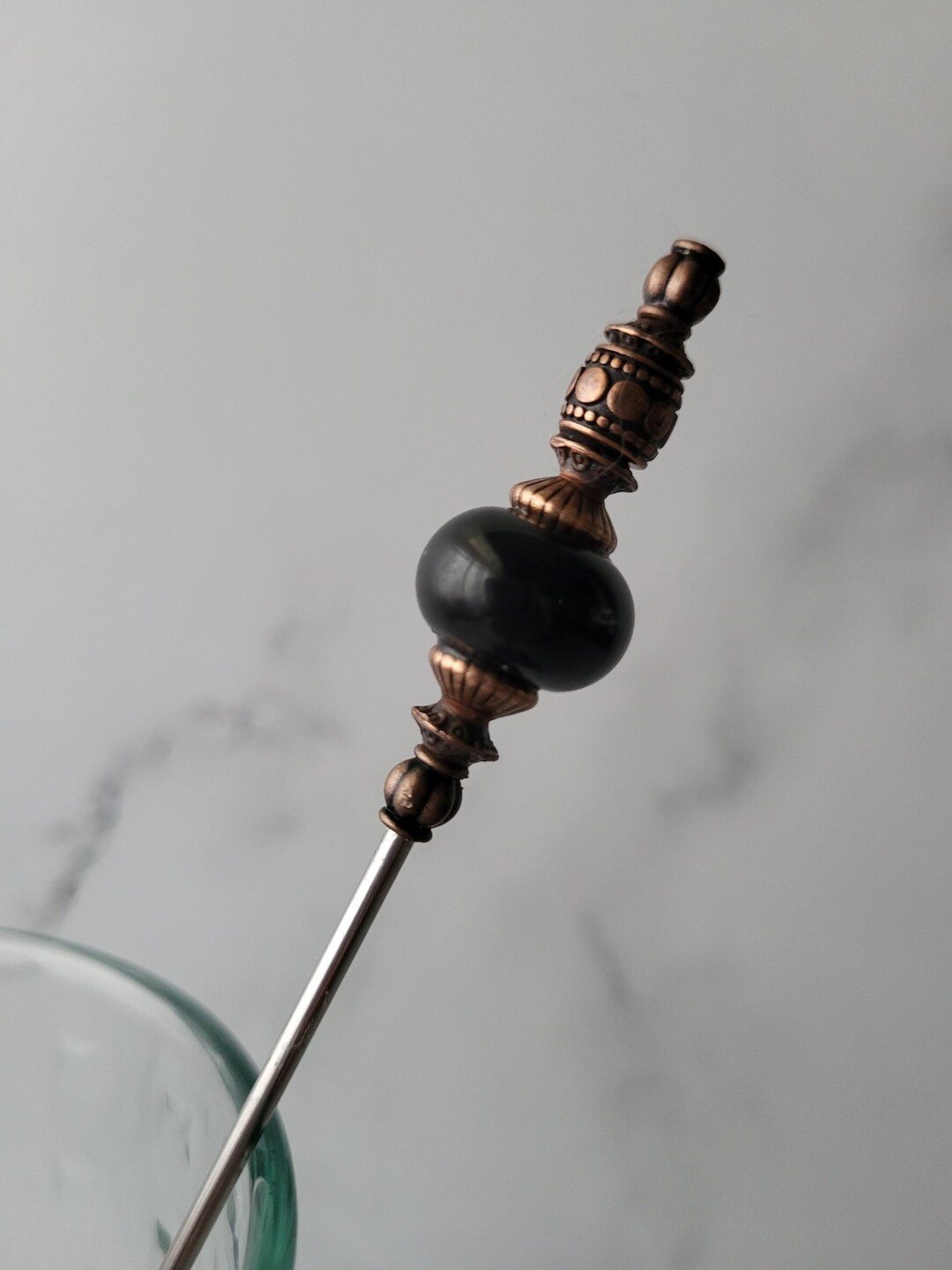 Swizzle Stick, Drink Stirrer, Metal Stir Stick, Black Pearl, Ball End ...