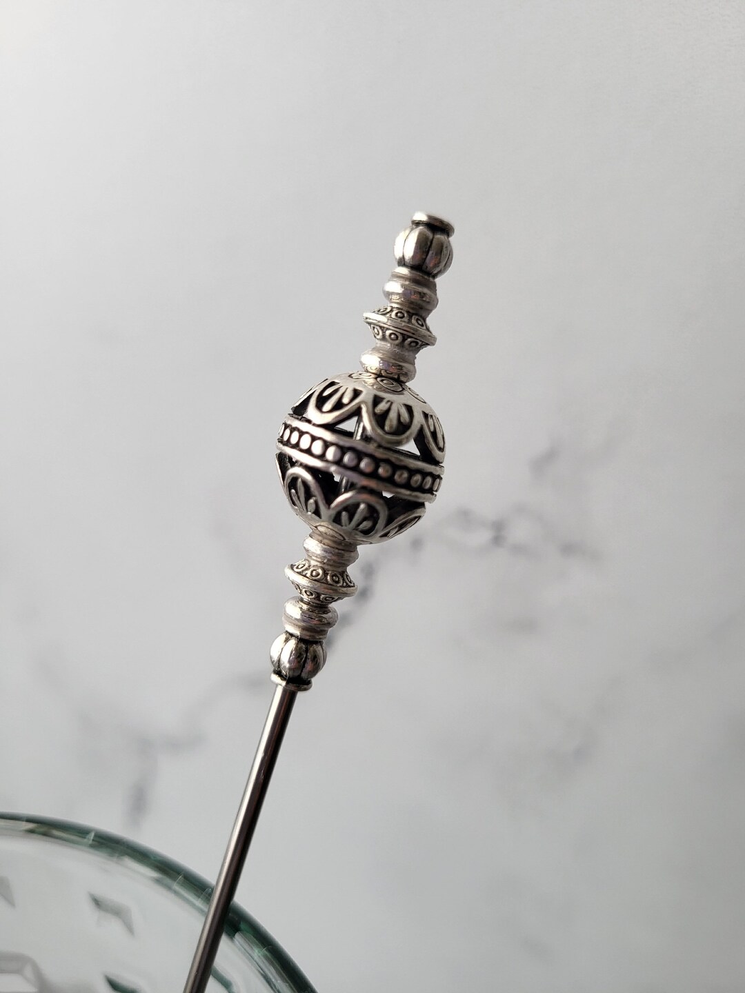 Swizzle Stick, Drink Stirrer, Metal Stir Stick, Filigree Globe, Ball ...
