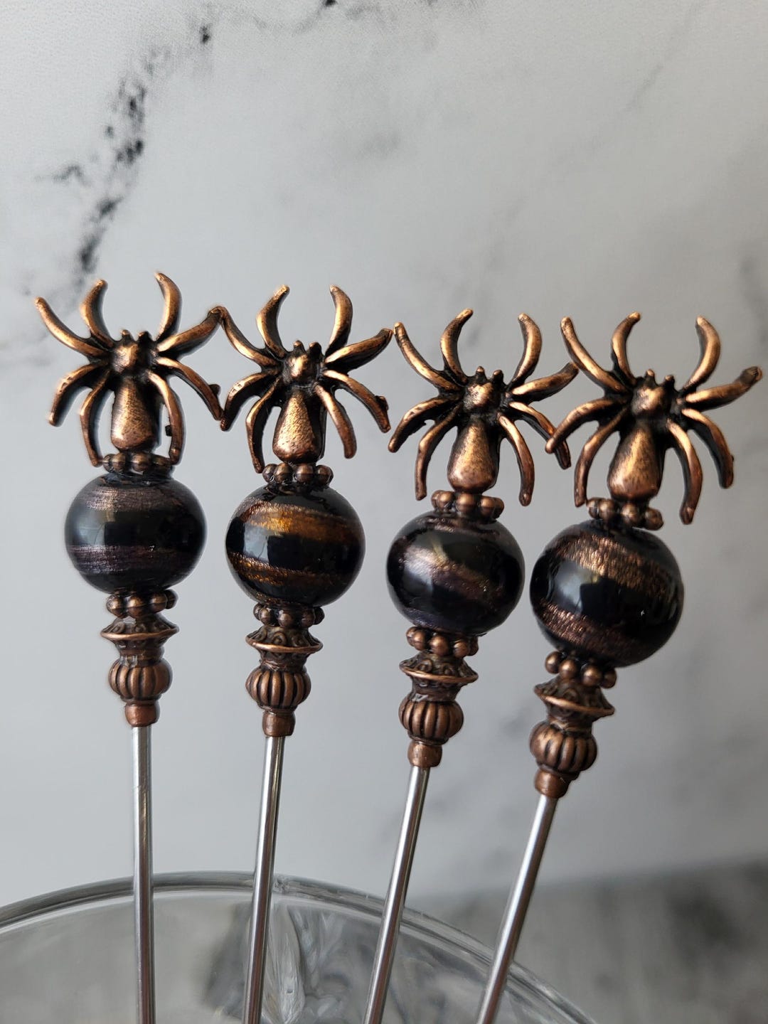 Copper Spider, Black Widow, Arachnid, Halloween, Martini Picks ...