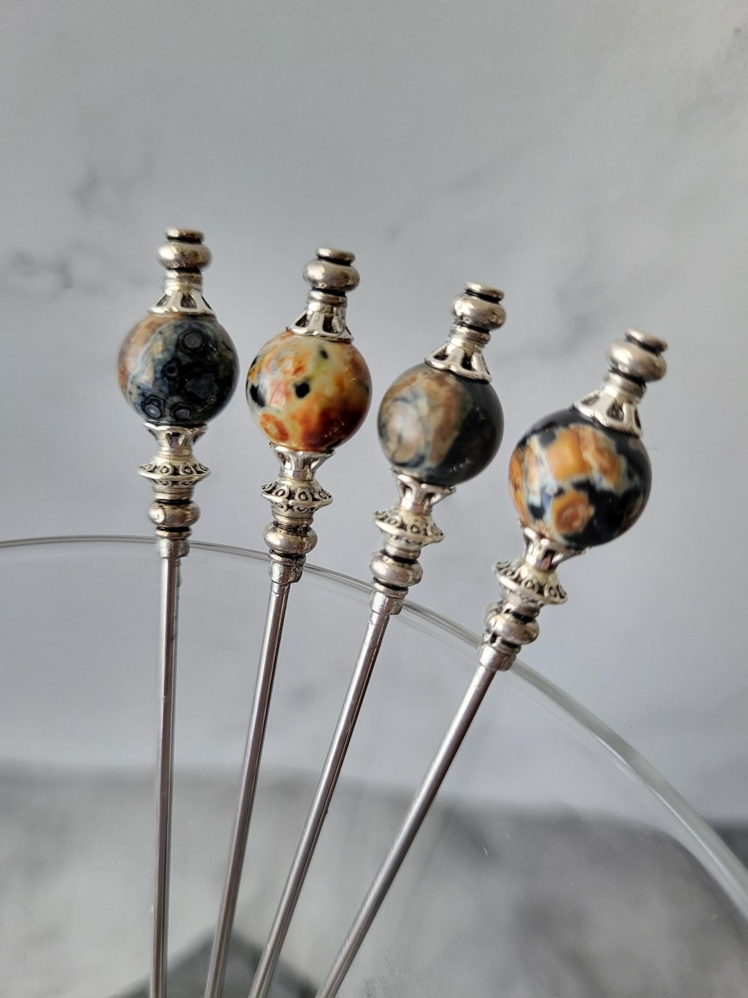 Bumblebee Agate Martini Picks, Cocktail Picks, Charcuterie Skewers ...
