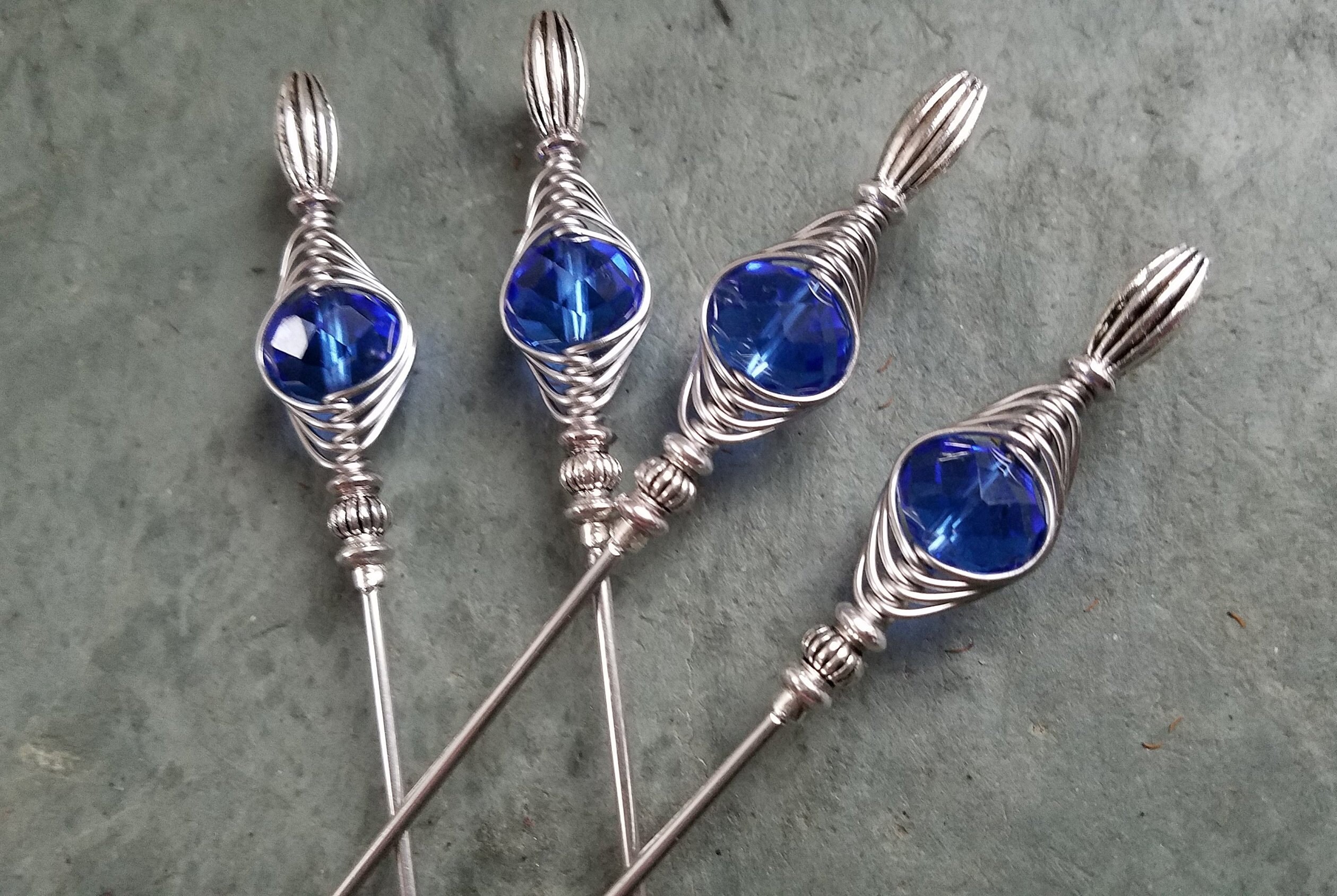 Sapphire Blue Crystals Elegant Pint Glass Garnish Spikes | Etsy