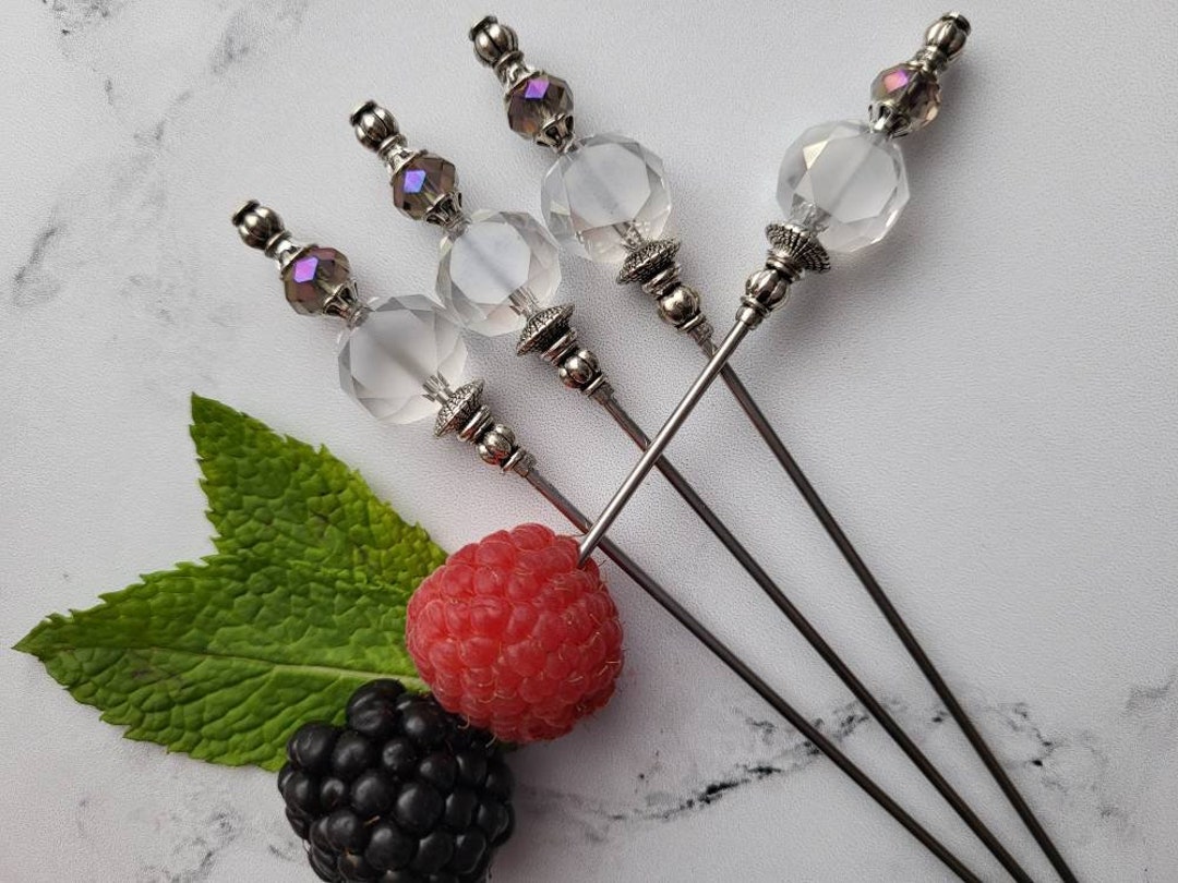 Faceted Glass Martini Picks, Cocktail Picks, Jarcuterie Skewers ...