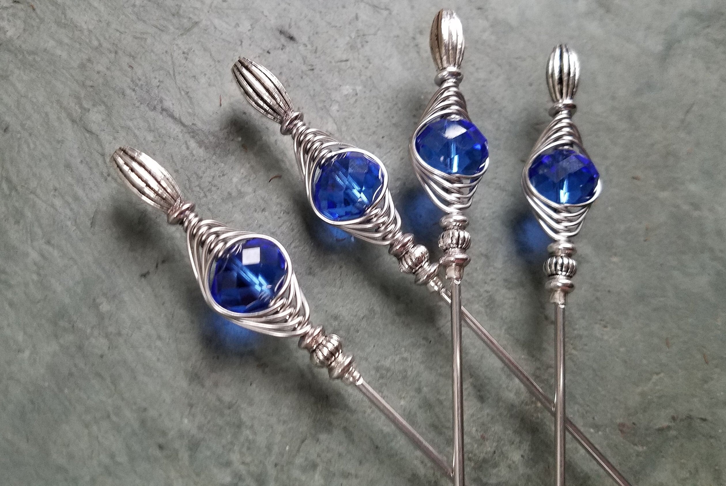 Sapphire Blue Crystals Elegant Pint Glass Garnish Spikes | Etsy