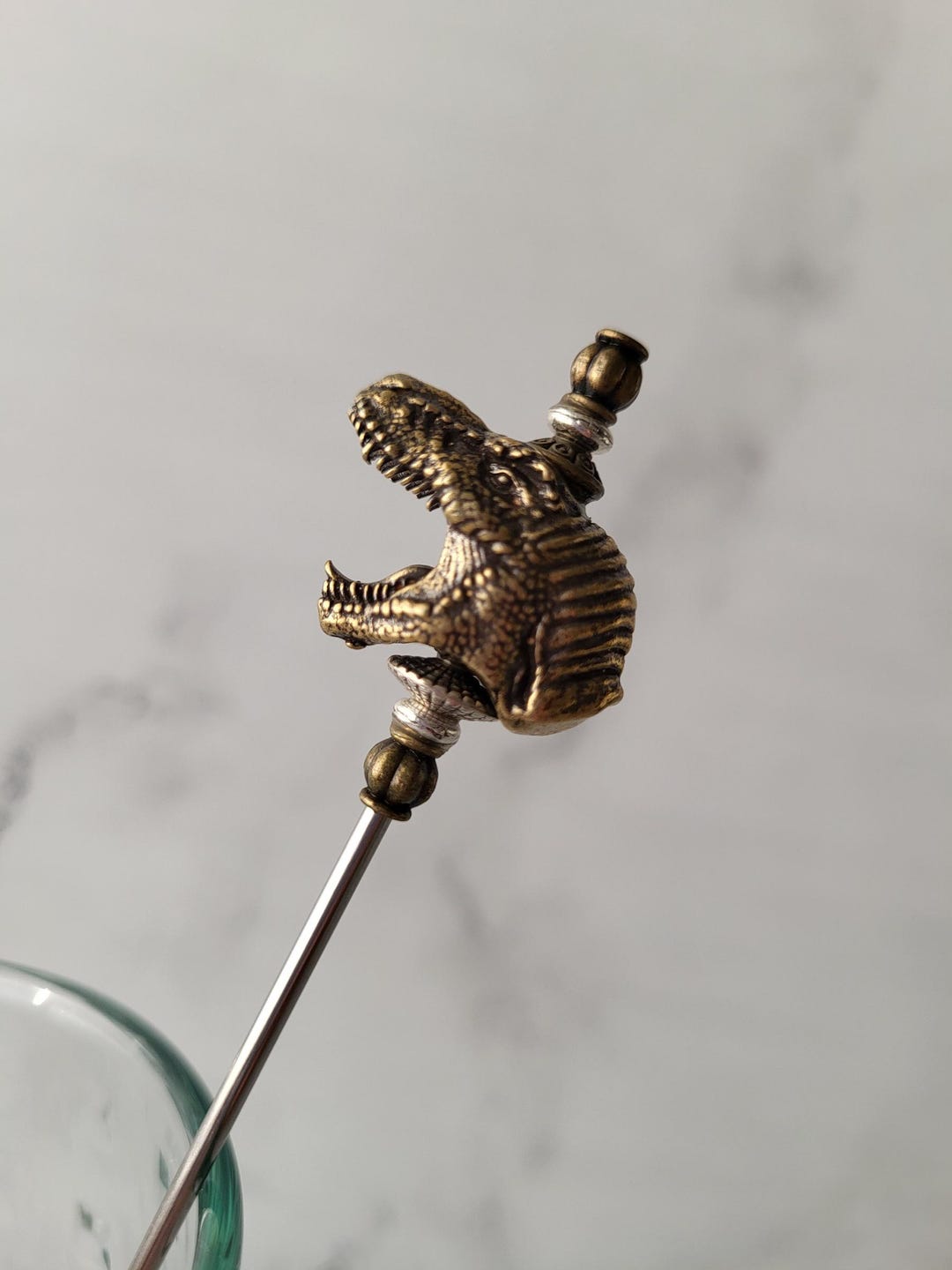 Swizzle Stick, Drink Stirrer, Metal Stir Stick, Antique Gold T-rex ...