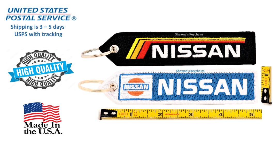 NISSAN, and NISSAN RETRO, Embroidery Keychain, 2-sided, Highest Quality ...