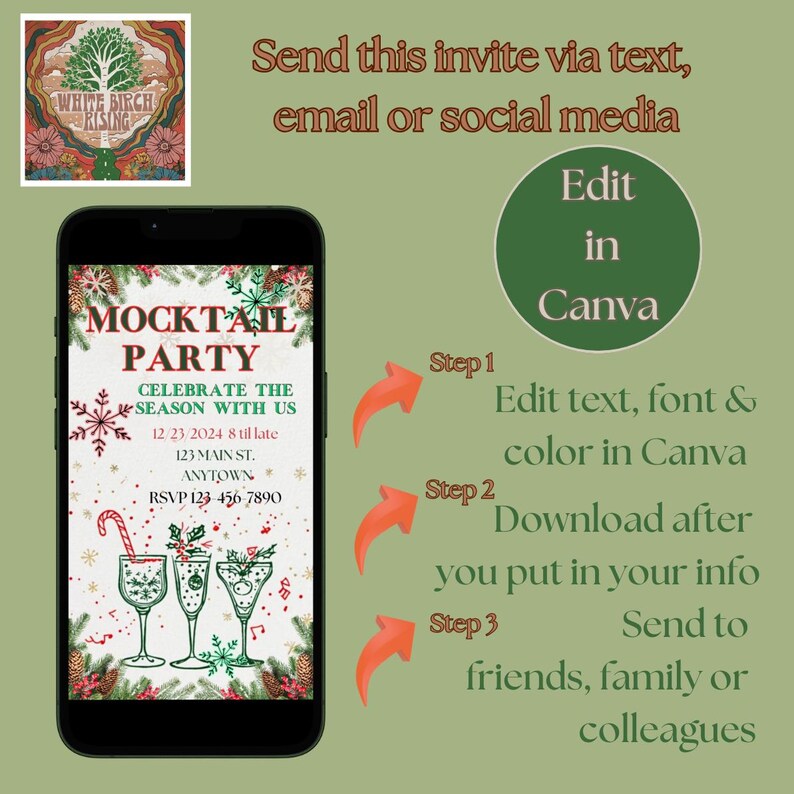 Holiday Mocktail Party Invitation: Festive Celebration (digital ...