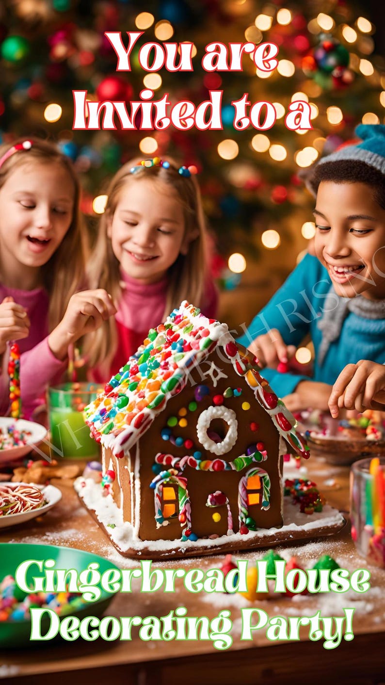 Gingerbread House Party Invitation: Editable Christmas Kids Invite ...