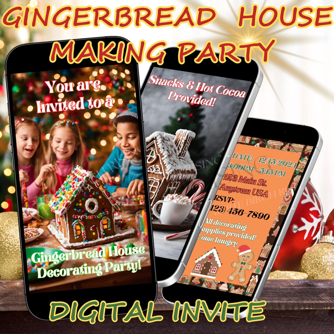 Gingerbread House Party Invitation: Editable Christmas Kids Invite ...