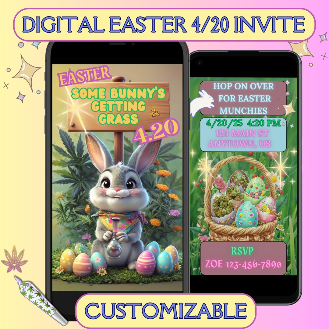 EASTER 420 Party Flyer Invite Digital Download Funny Weed Holiday ...
