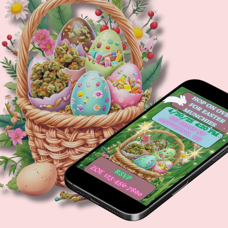 EASTER 420 Party Flyer Invite Digital Download Funny Weed Holiday ...