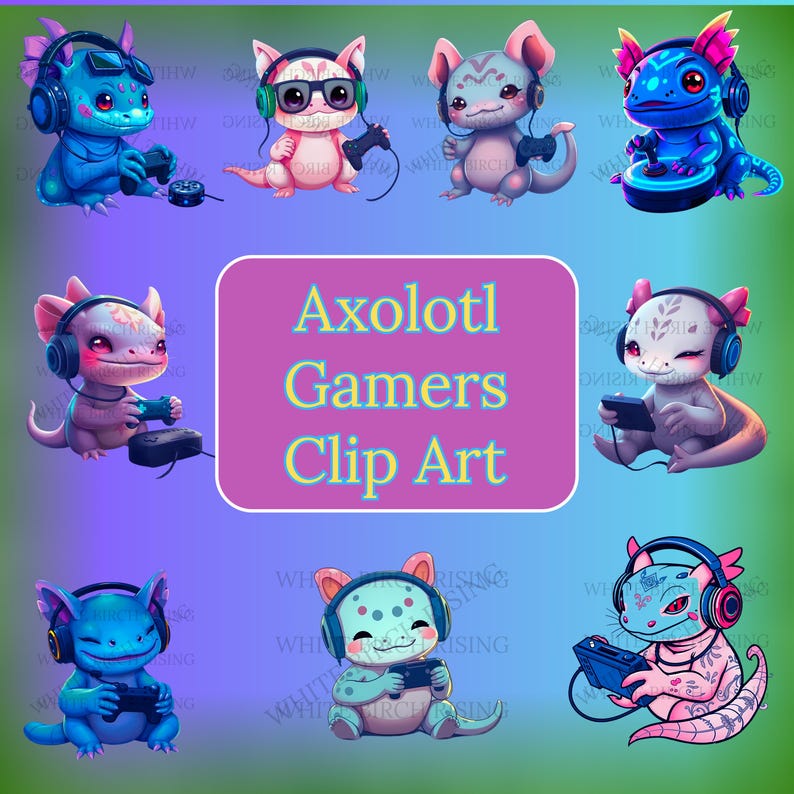 9 Gamer Axolotl Clipart Pngs Cute Kawaii Gaming Axolotls Gamer Animal ...
