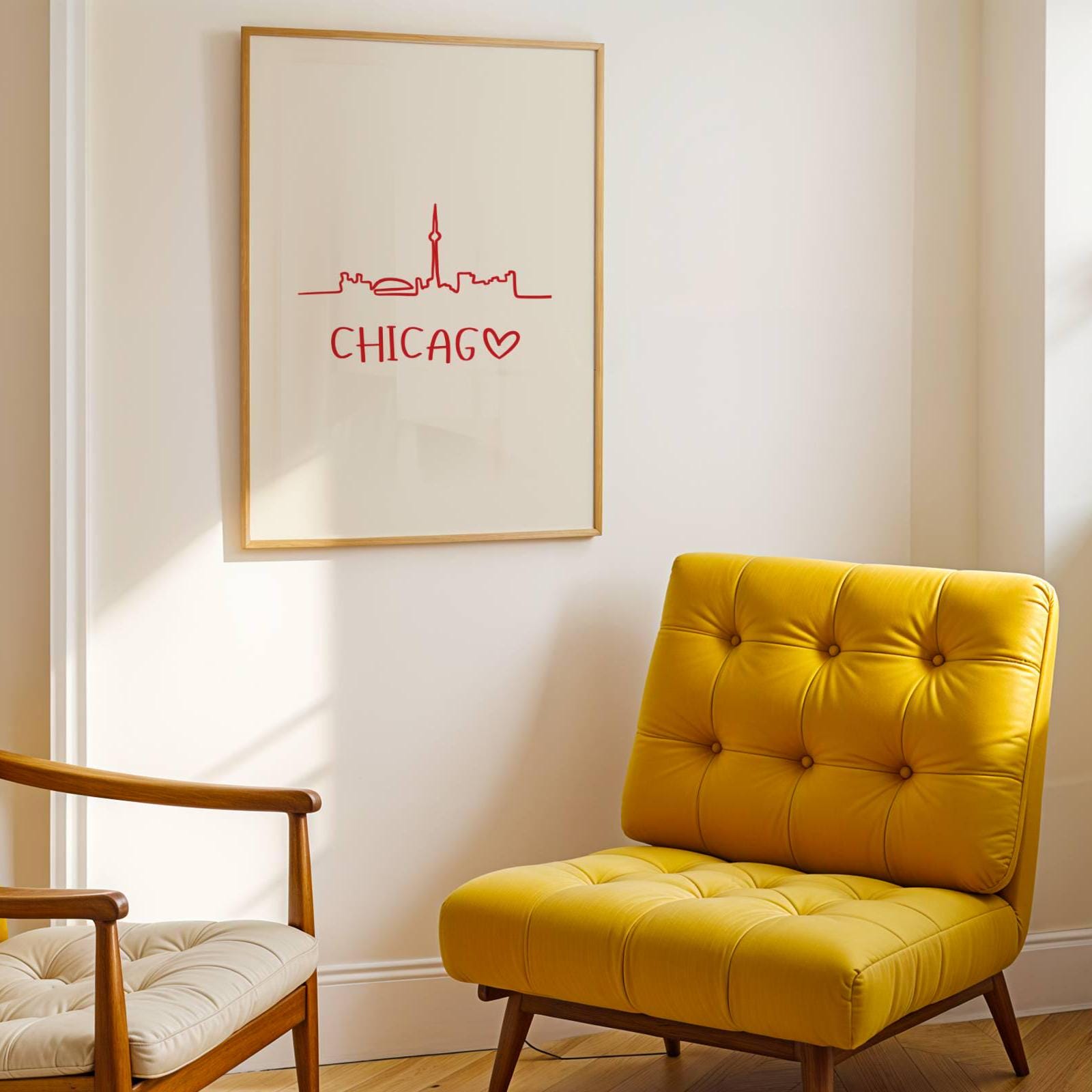 Chicago Typography Printable Wall Art, Minimalist Chicago Travel Heart ...
