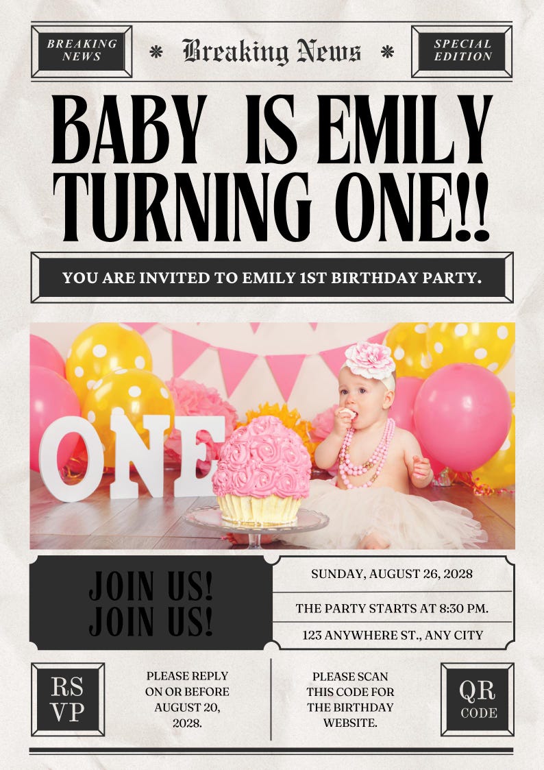 Customizable, Editable, Newspaper Design, Vintage, Personalized ...