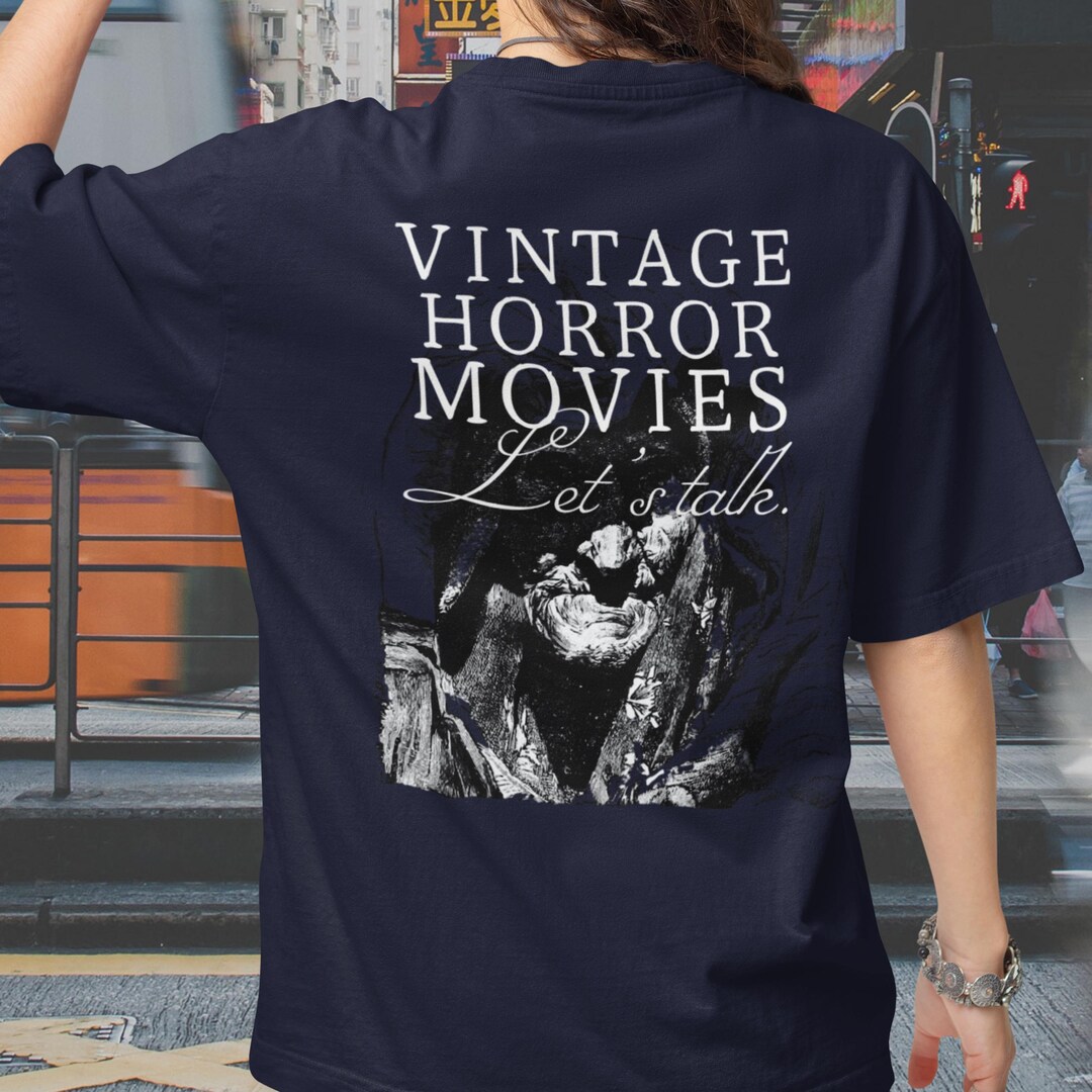 Vintage Horror Film Oversized Boxy Tee for Classic Scary Movie Lovers ...