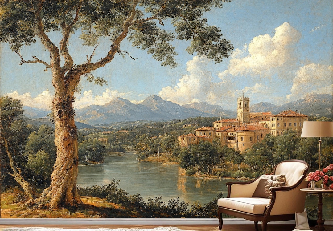 Vintage Countryside Landscape Wallpaper | Peel and Stick Wallpaper ...