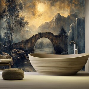 Rustic Night Landscape Wallpaper - River and Nature Themed Digital Art ...
