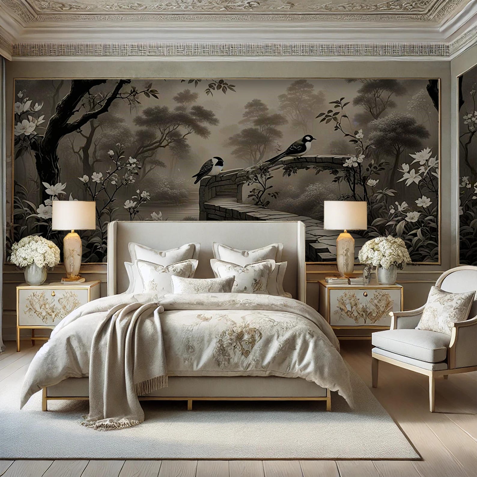 Elegant Chinoiserie Wallpaper - Bird and Flower Pattern Chinoiserie ...