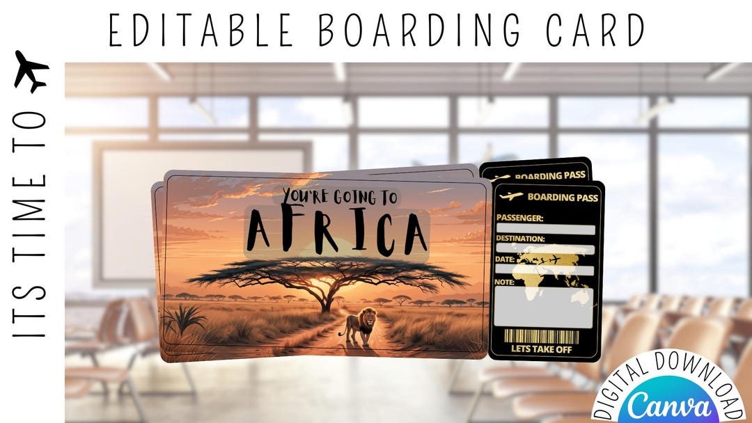 Unique Surprise Africa Experience Ticket, Canva Template, Editable ...
