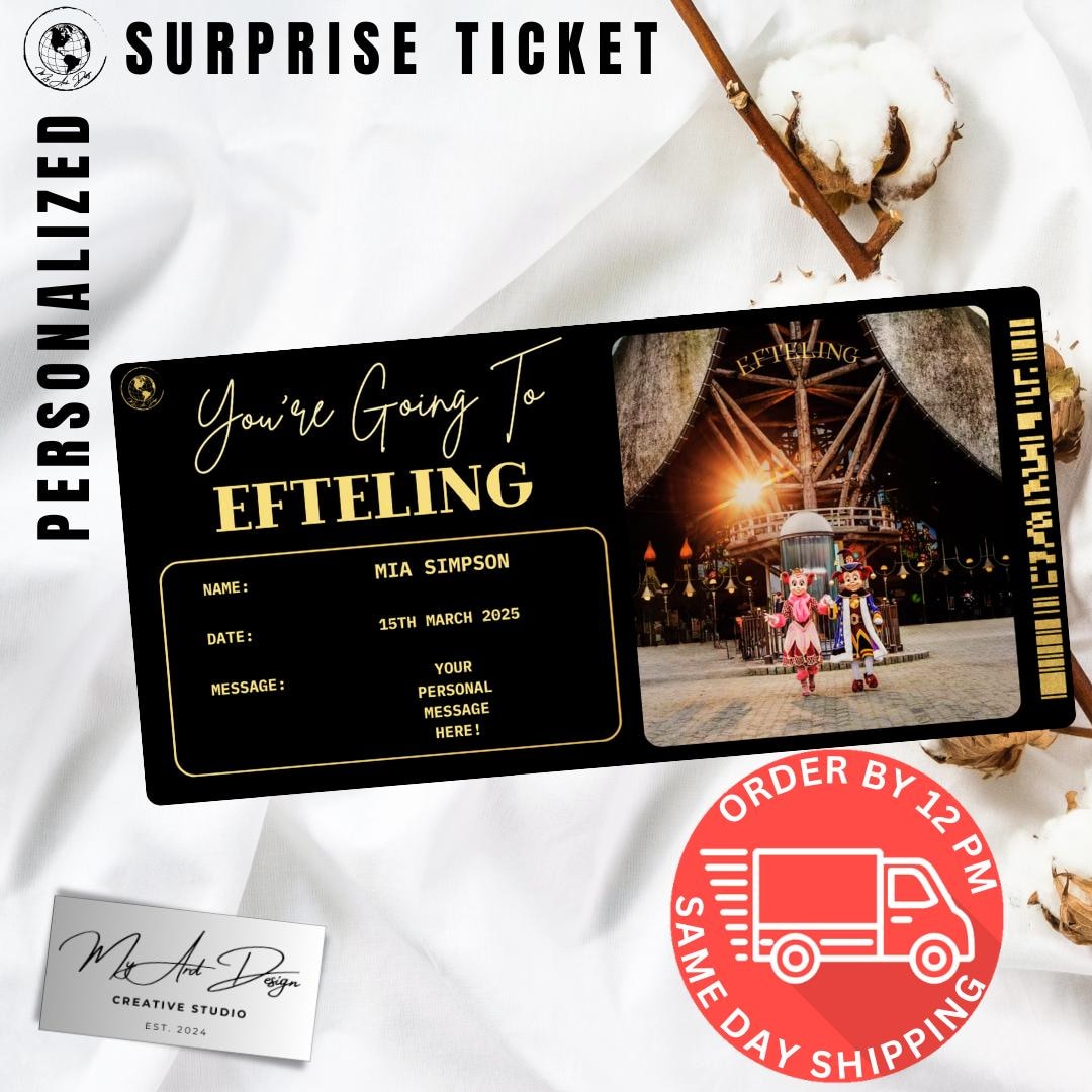 Efteling Ticket | Custom Fairytale Trip Gift | Personalized Travel Reveal | Theme Park Surprise ...
