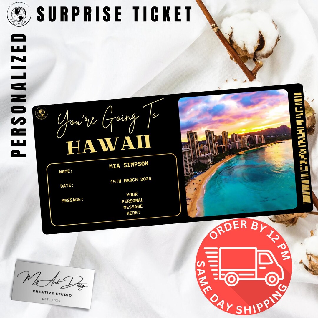 Hawaii Ticket Boarding Pass Personalized Flight Ticket Souvenir Card - Etsy