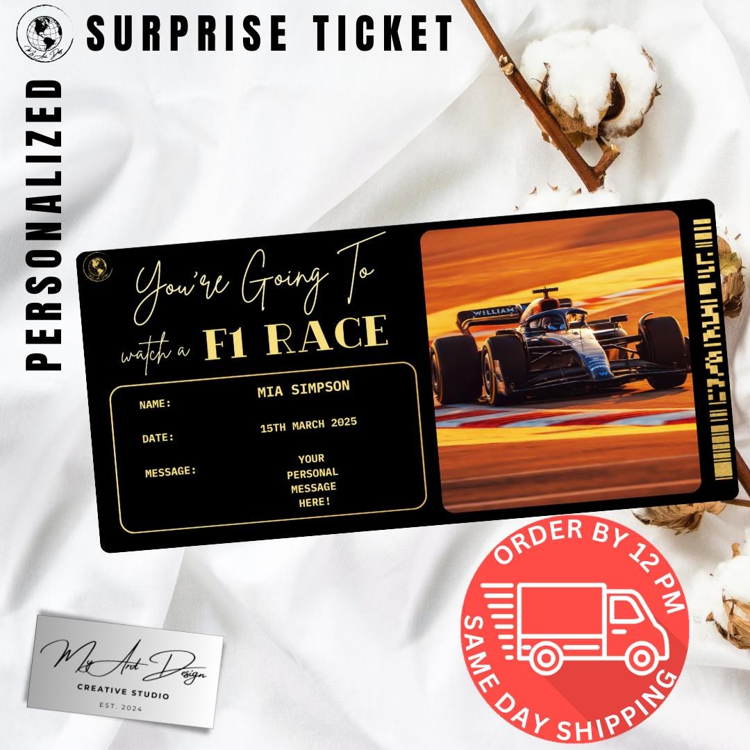 Formula 1 Ticket | Custom F1 Race Reveal Formula 1 Trip Gift ...
