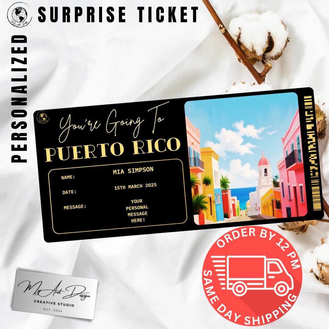Puerto Rico Ticket Boarding Pass Personalized Flight Ticket Souvenir ...