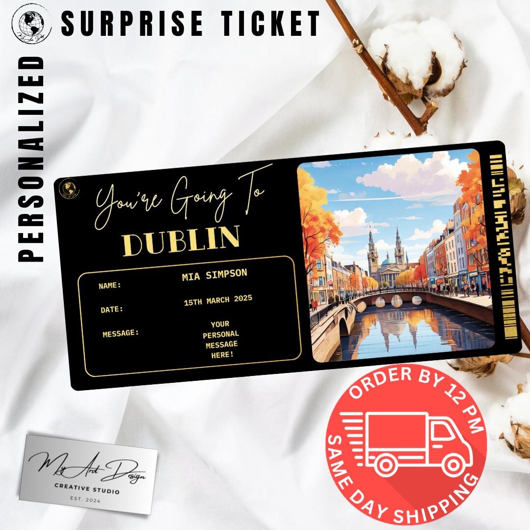 Dublin Ticket Boarding Pass Personalized Flight Ticket Souvenir Card - Etsy