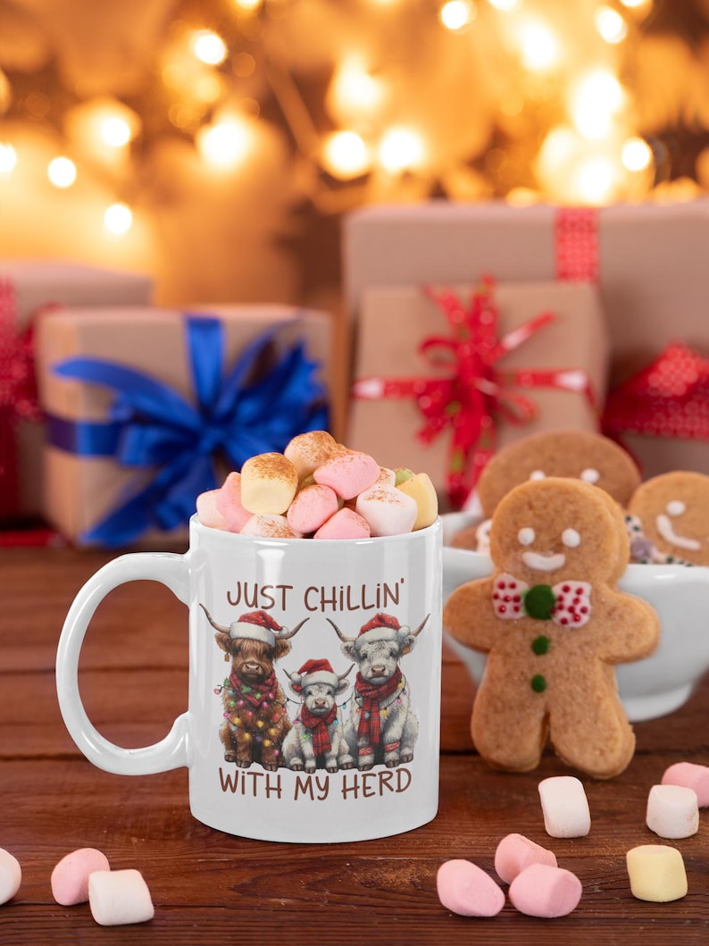 Highland Cow Christmas Mug | Funny Farmhouse Gift - Etsy
