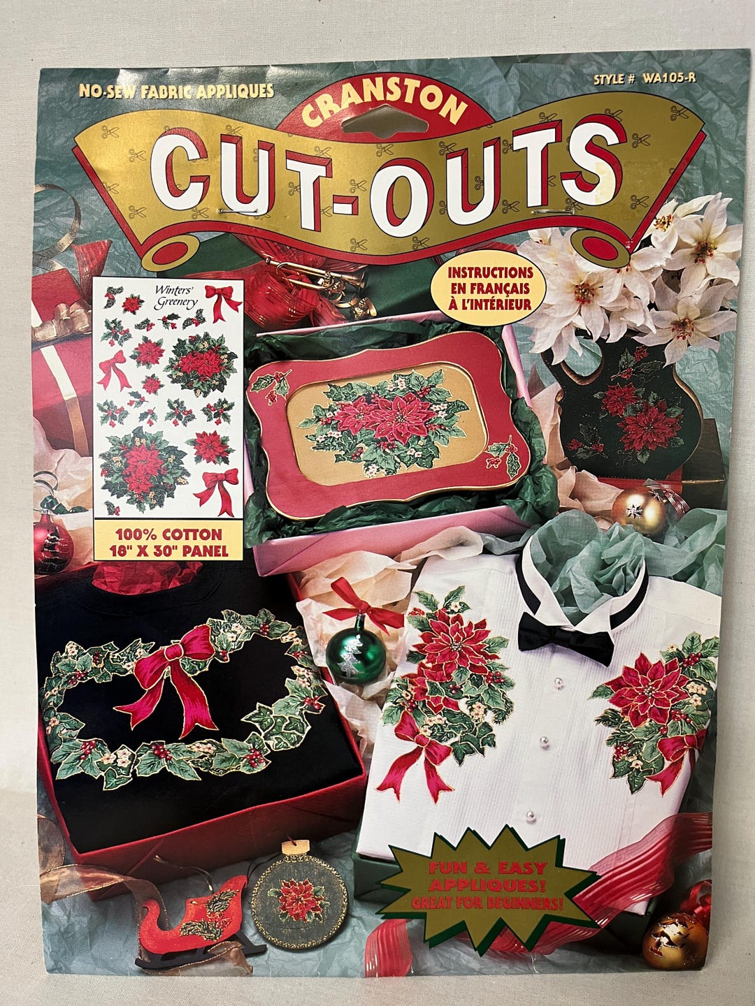 Red Winter's Greenery Cranston Cut Outs Applique Panel - Etsy