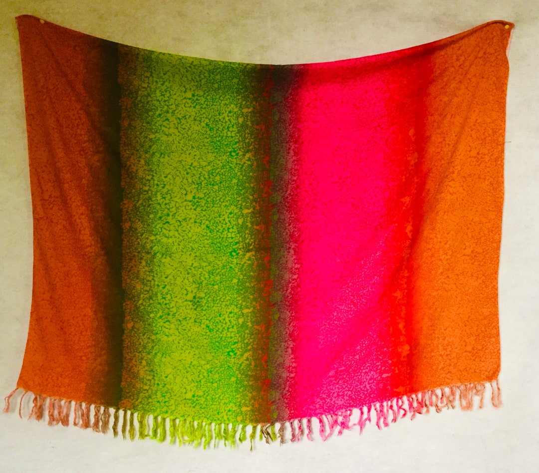 Neon Fringed Shawl 42x60 - Etsy