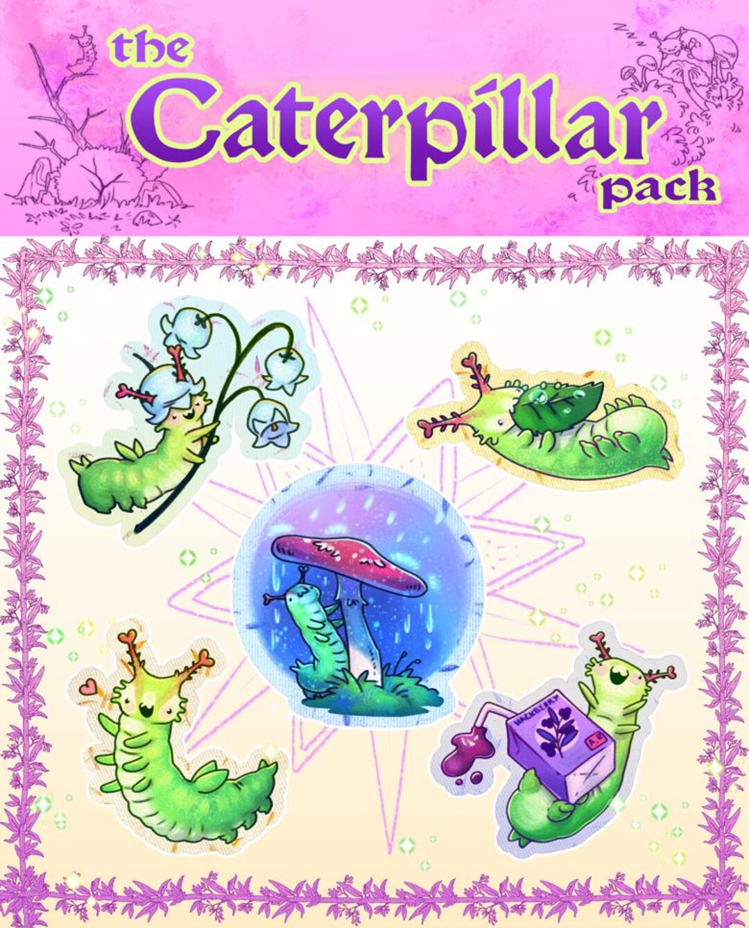 Caterpillar Sticker Pack - Etsy