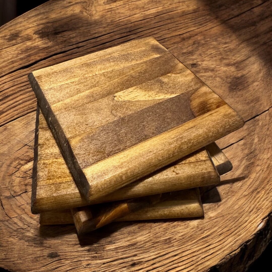 Custom Side Grain Stained Wood Coasters. Set of 4. - Etsy