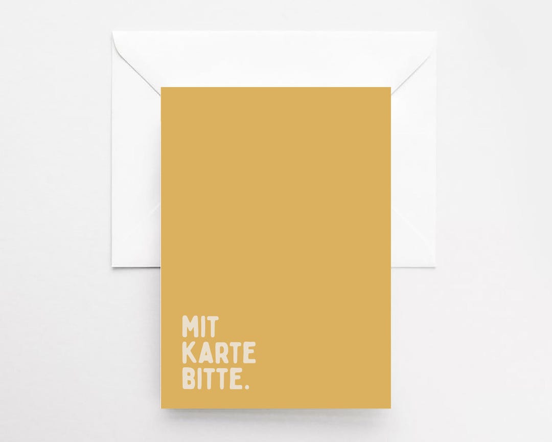 MIT KARTE BITTE Folded Card German Minimalist Greeting Card German Phrase Gift for German ...